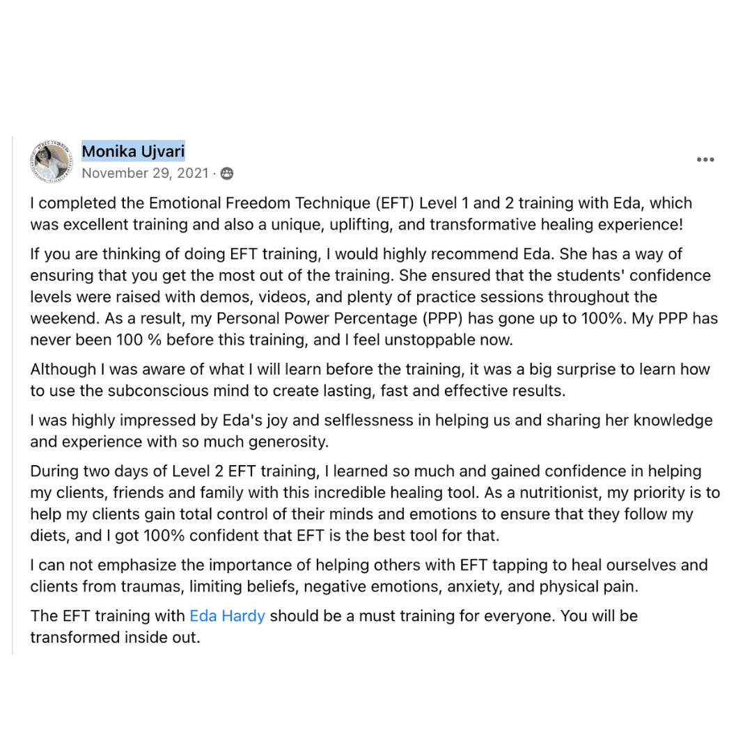 Level 1 EFT Tapping Training - Master Your Future with Eda Hardy